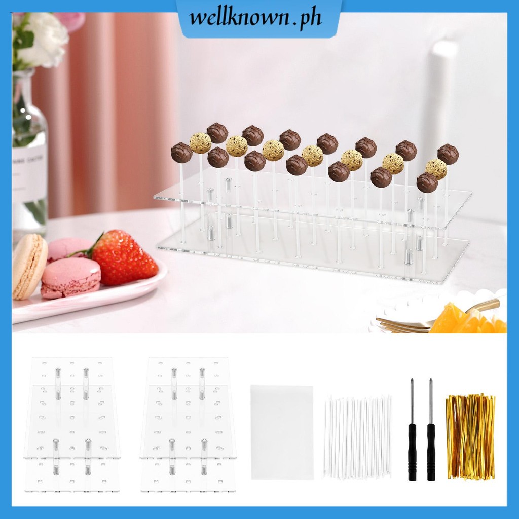 2 Pcs 21 Holes Cake Pop Stand Acrylic Lollipop Holder Clear Cake Pop ...