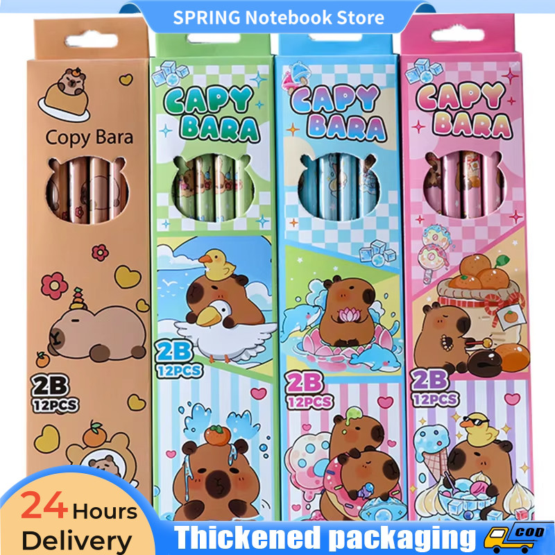 12Pcs Funny Cute Capybara Writing Pencil Cartoon Drawing Pencil Sketch ...