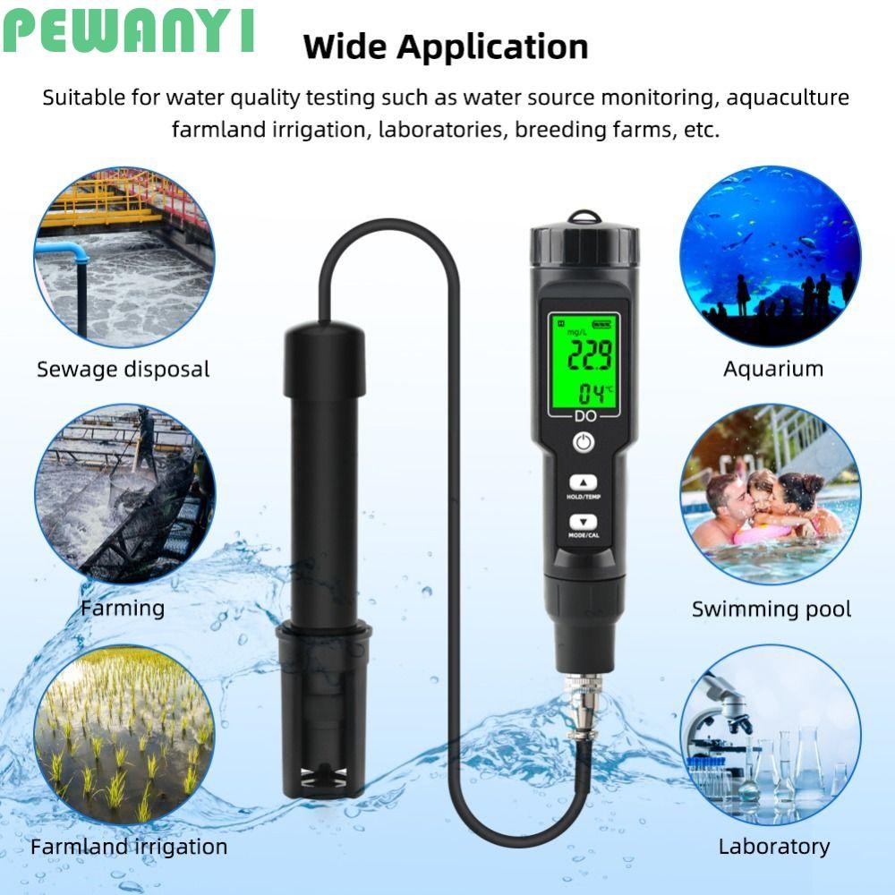 PEWANY1 Dissolved Oxygen Meter, 0-40mg/L Digital Oxygen Concentration ...