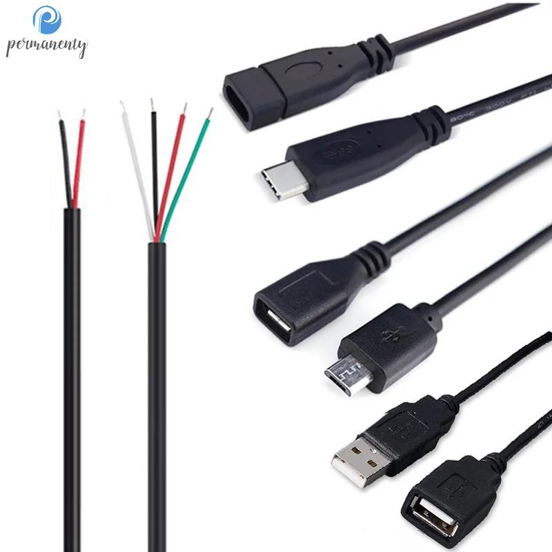 Permanenty 0.3m/1m/2m Power Supply Cable 2 Pin USB 2.0 A Female Male 4 ...