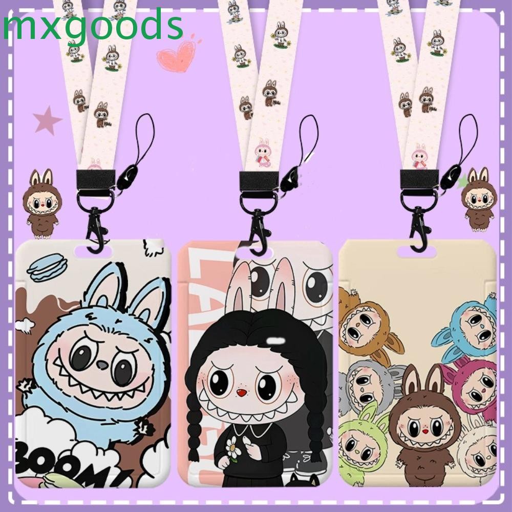 MXGOODS Labubu Card Holder, Cartoon Keychain Hanging Neck Card Case, Cute Credit Card Holder ...