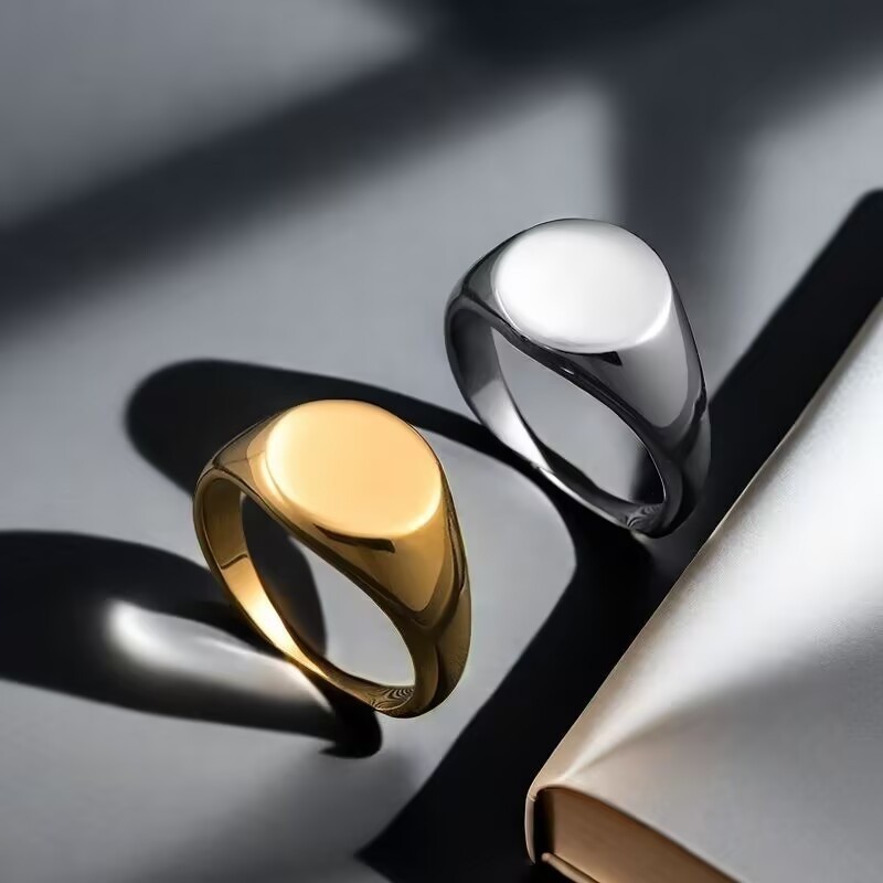 Brand new fashion titanium steel 10mm round surface ring,retro style ...