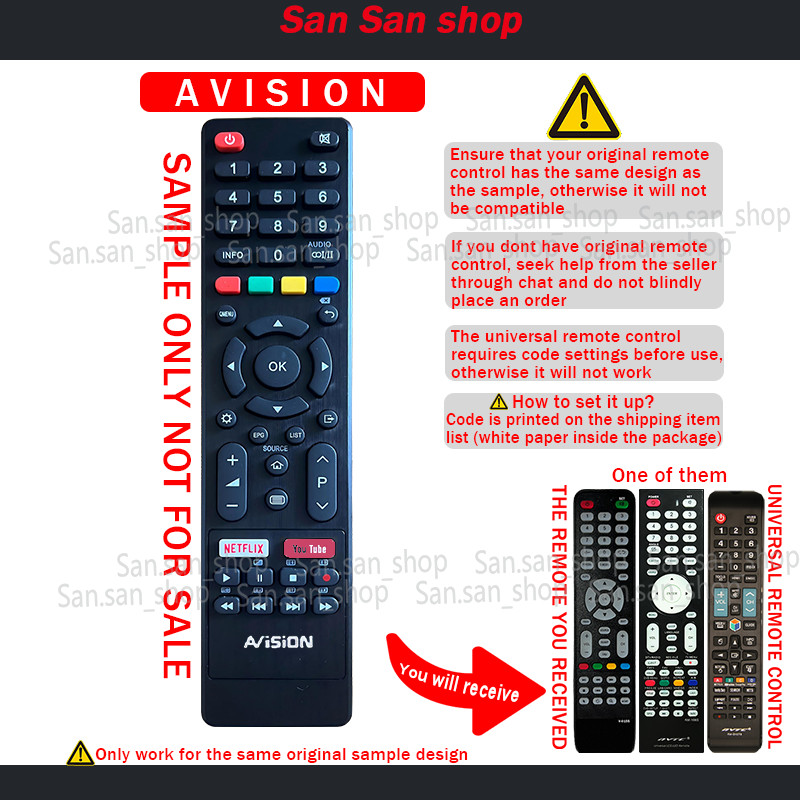 100% Work Universal remote control for avision smart tv remote na gagana sa tv mo | Shopee ...