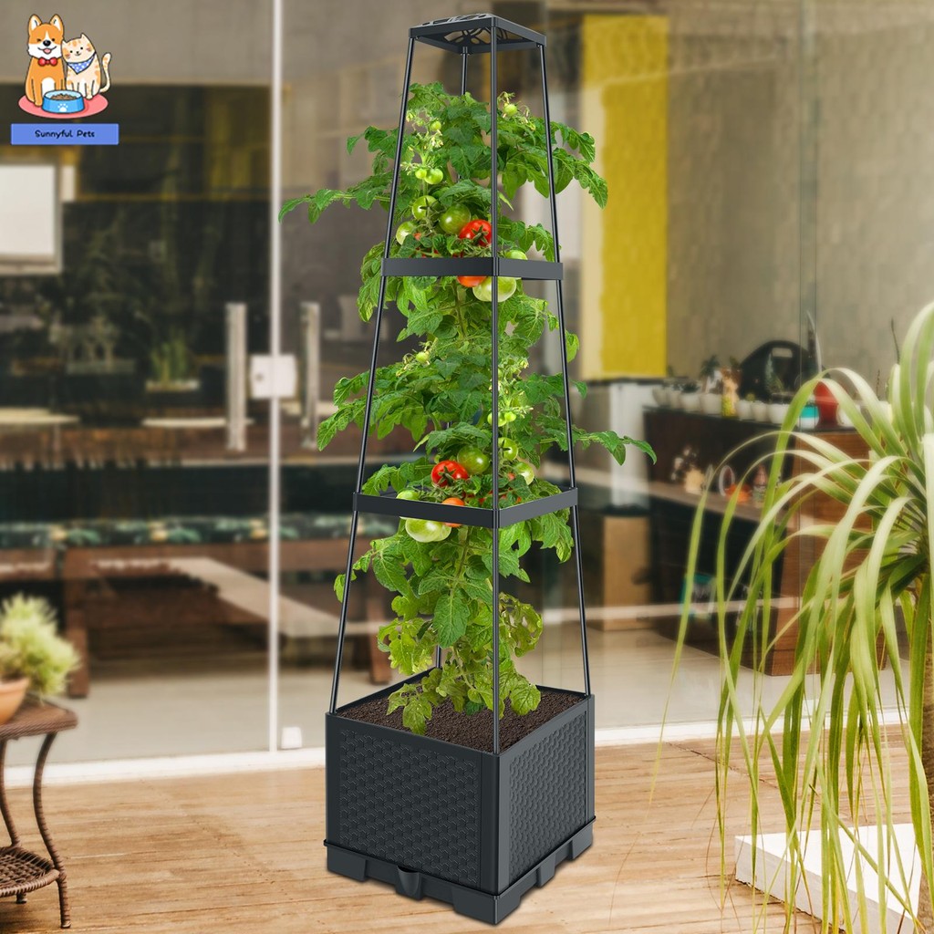 Raised Garden Bed with Trellis Height Adjustable Gardening Trellis with ...