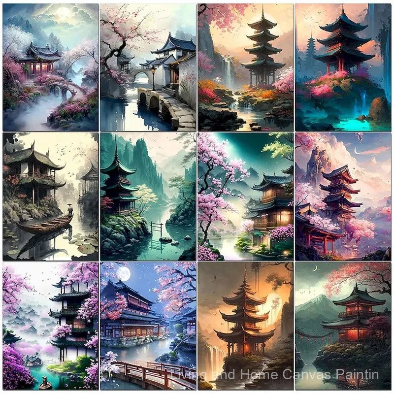 PhotoCustom Diy Handwork Painting By Numbers Loft Scenery Oil Paint For ...
