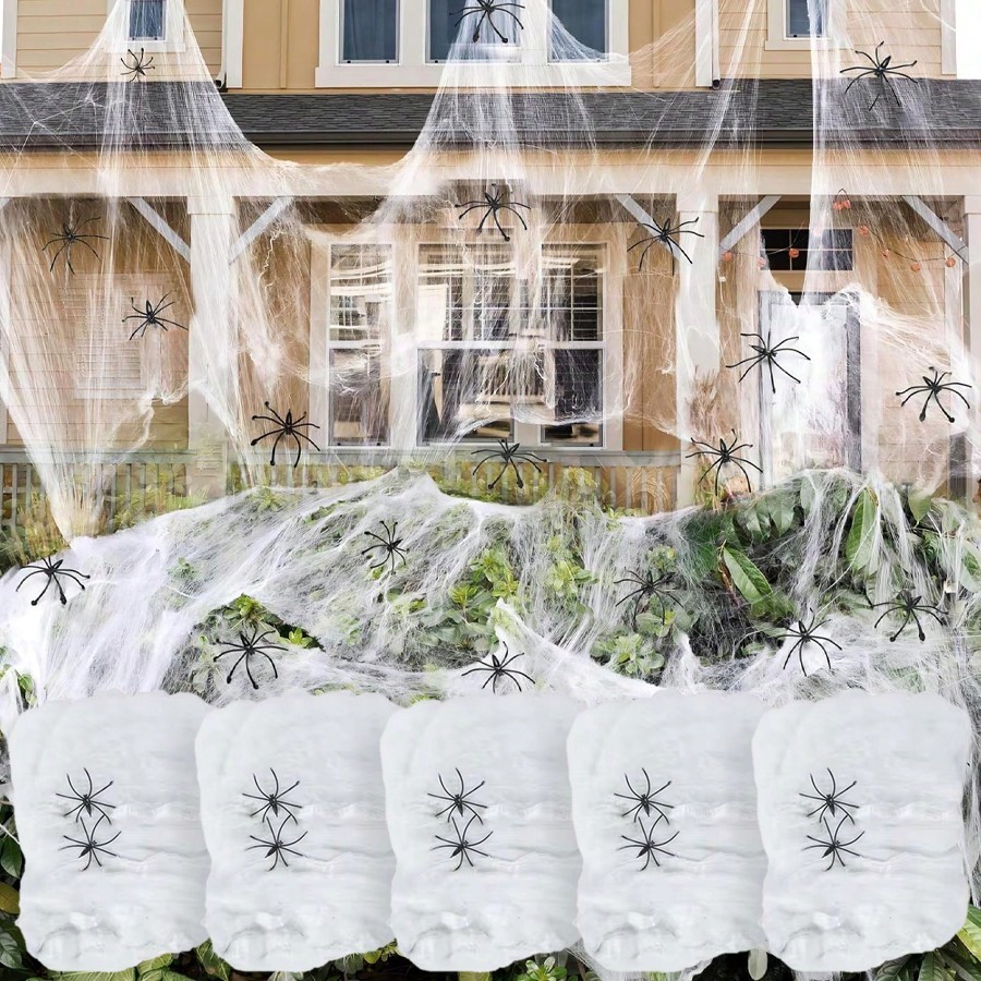 3Bags Halloween Stretchy Artificial Spider Web Cobwebs with Fake ...