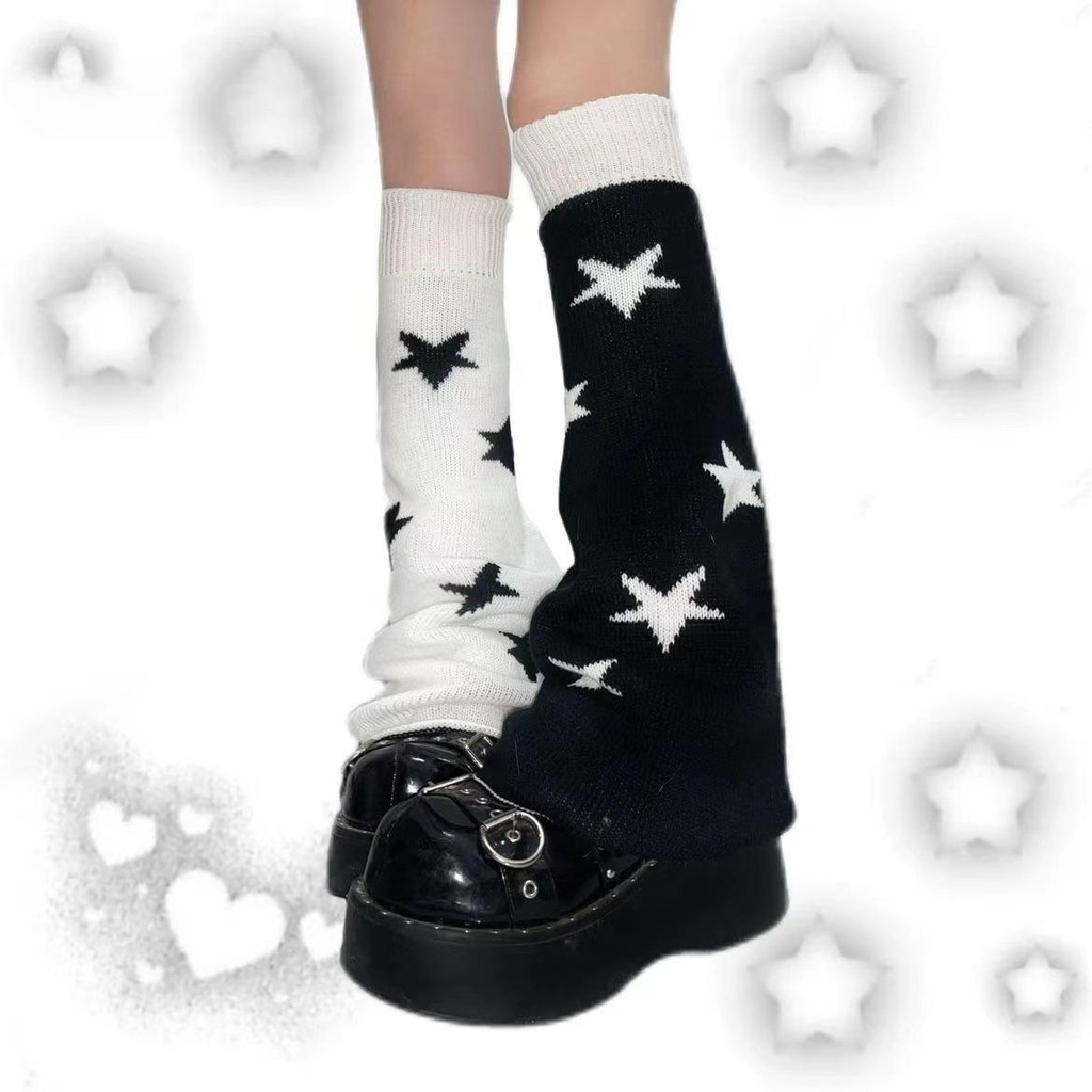 SS24 Autumn Winter Japanese Hot Girl Black&White Stars Double-Sided ...