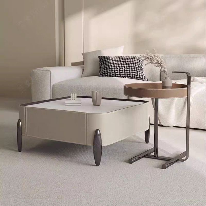 Silent Cream Style Round Coffee Table Household Living Room Saddle ...