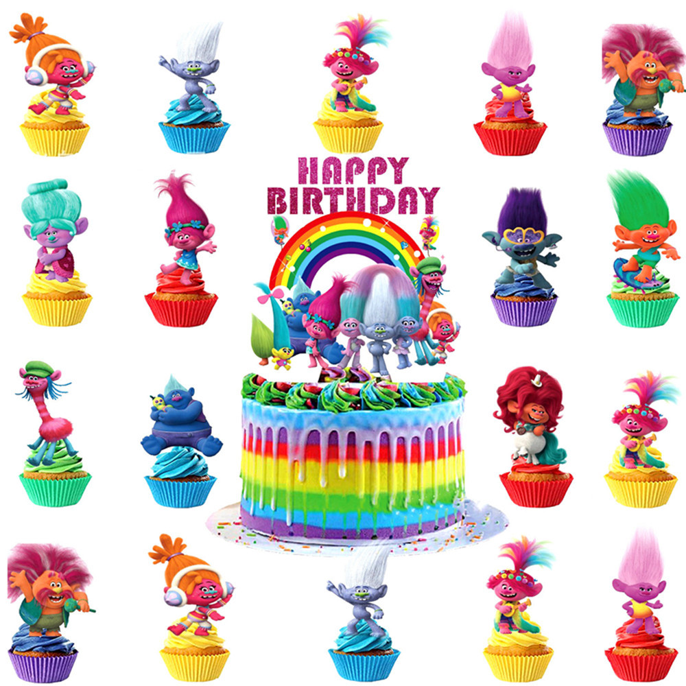 Movie Trolls Cake Topper Kids Birthday Party Decoration Kids Favor ...