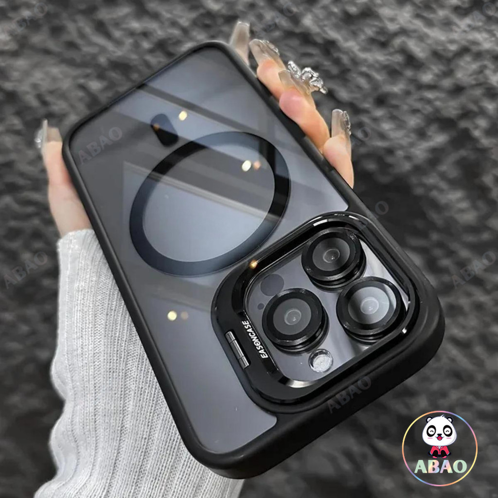 ABAO Luxury Magnetic Shockproof Phone Case For iPhone 16 15 14 13 12 11 Pro Max For Stand Glass ...