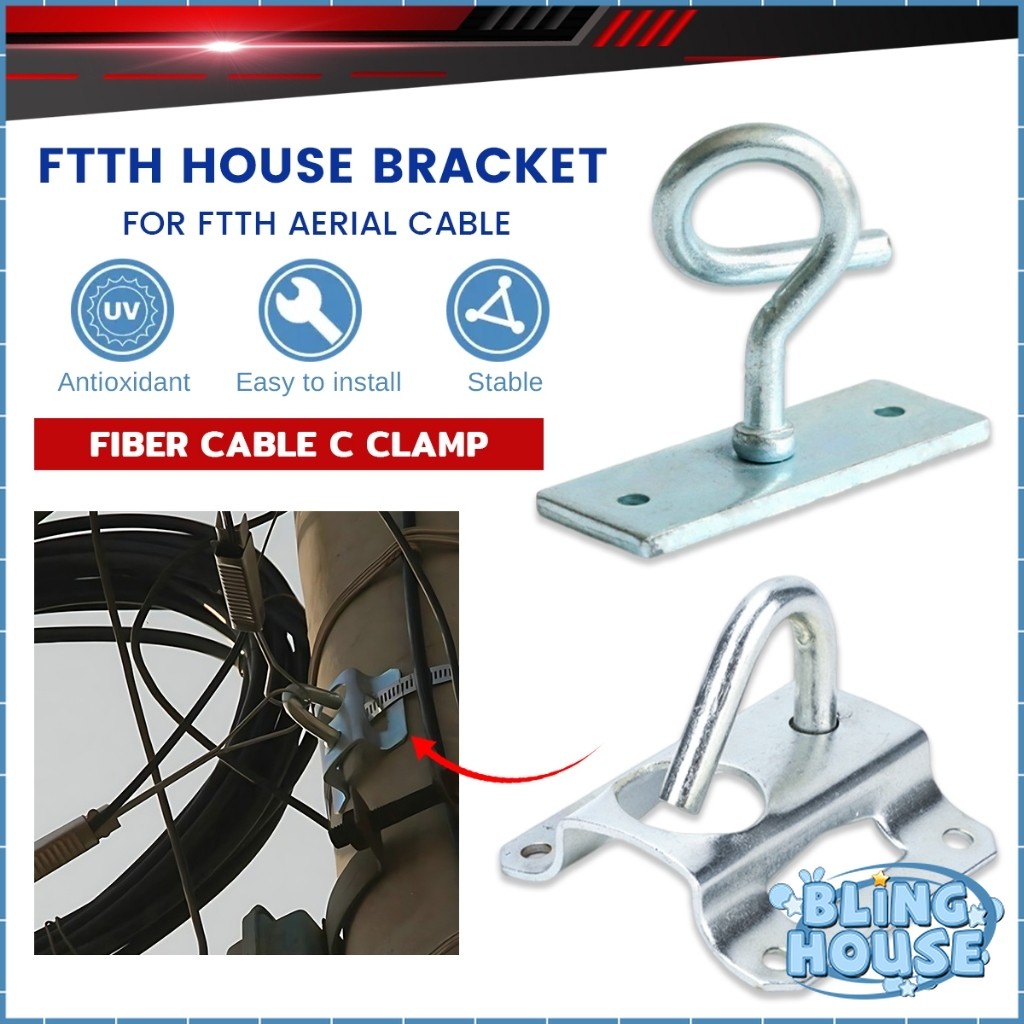 Bling FTTH/FTTX Fiber Optic Cable Hanger Hook Pole Fiber Cable C Clamp ...