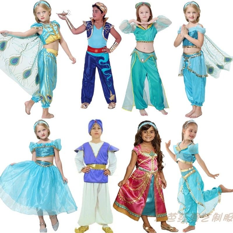Aladdin Boy Costume Jasmine Princess Dress Children Arabic Ethnic ...