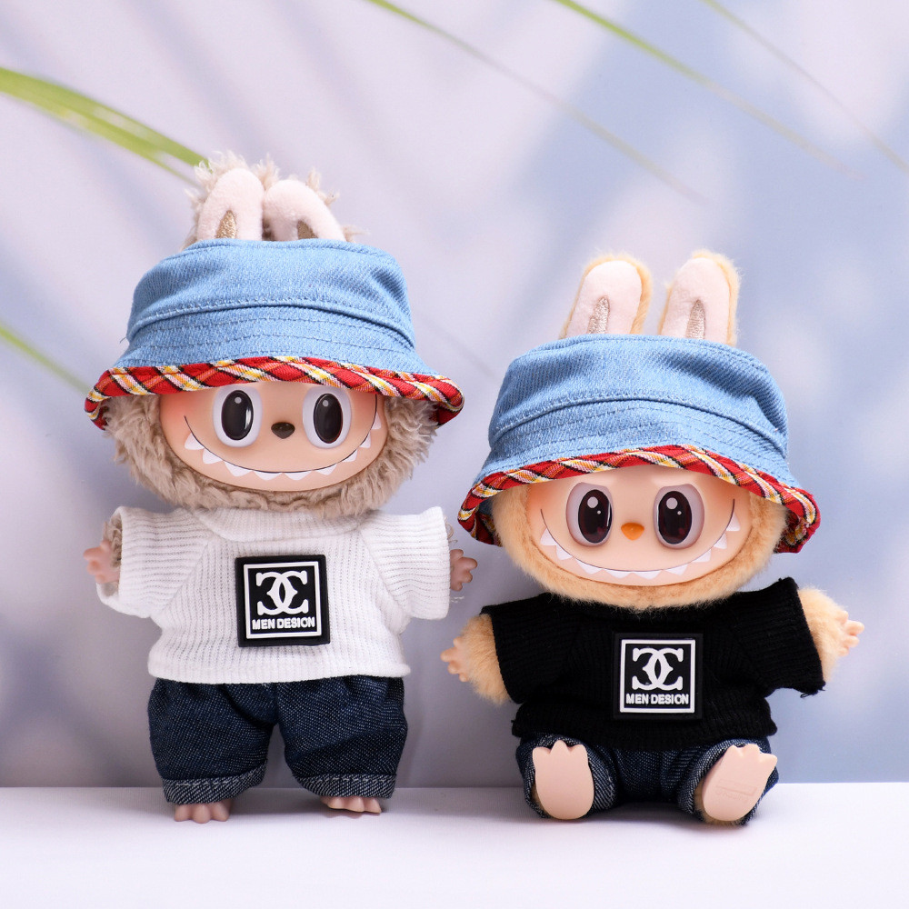 17cm Labubu Clothes T-Shirt Jeans Hat Set Labubu Doll Baby Clothes ...