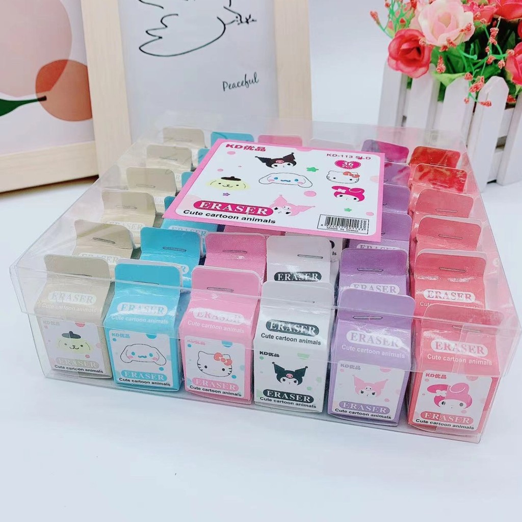 Japanese Cute Milk Carton Mini Mystery Carton Eraser Sanrio Eraser Cami ...
