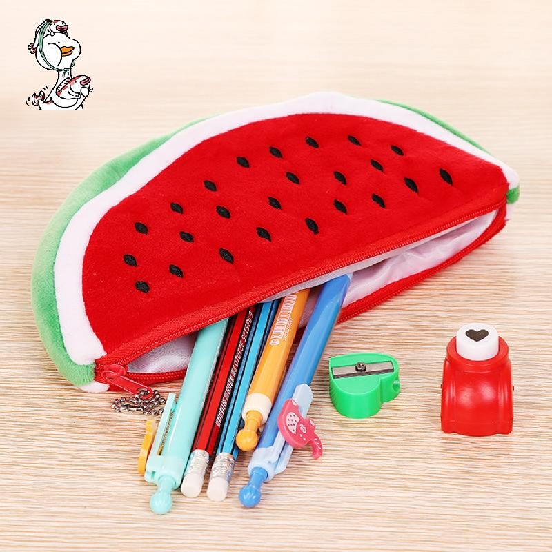 Cartoon Pen Bag Cute Watermelon Makeup Bag Stationery Bag Plush Pencil ...