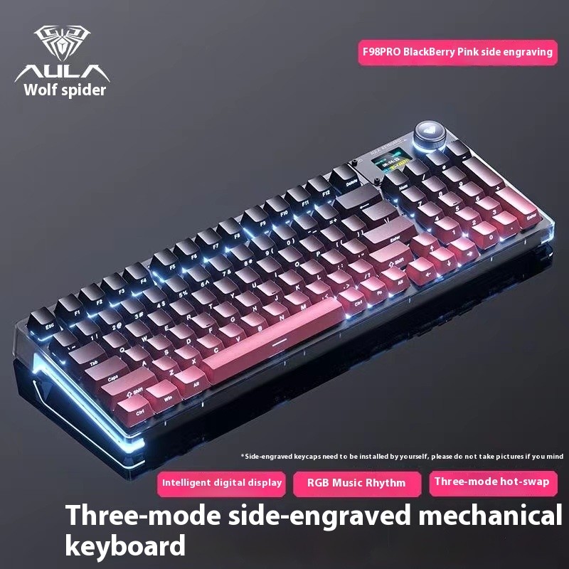 AULA F98 Pro Mechanical Keyboard W/ Rotate Button RGB Backlit ...