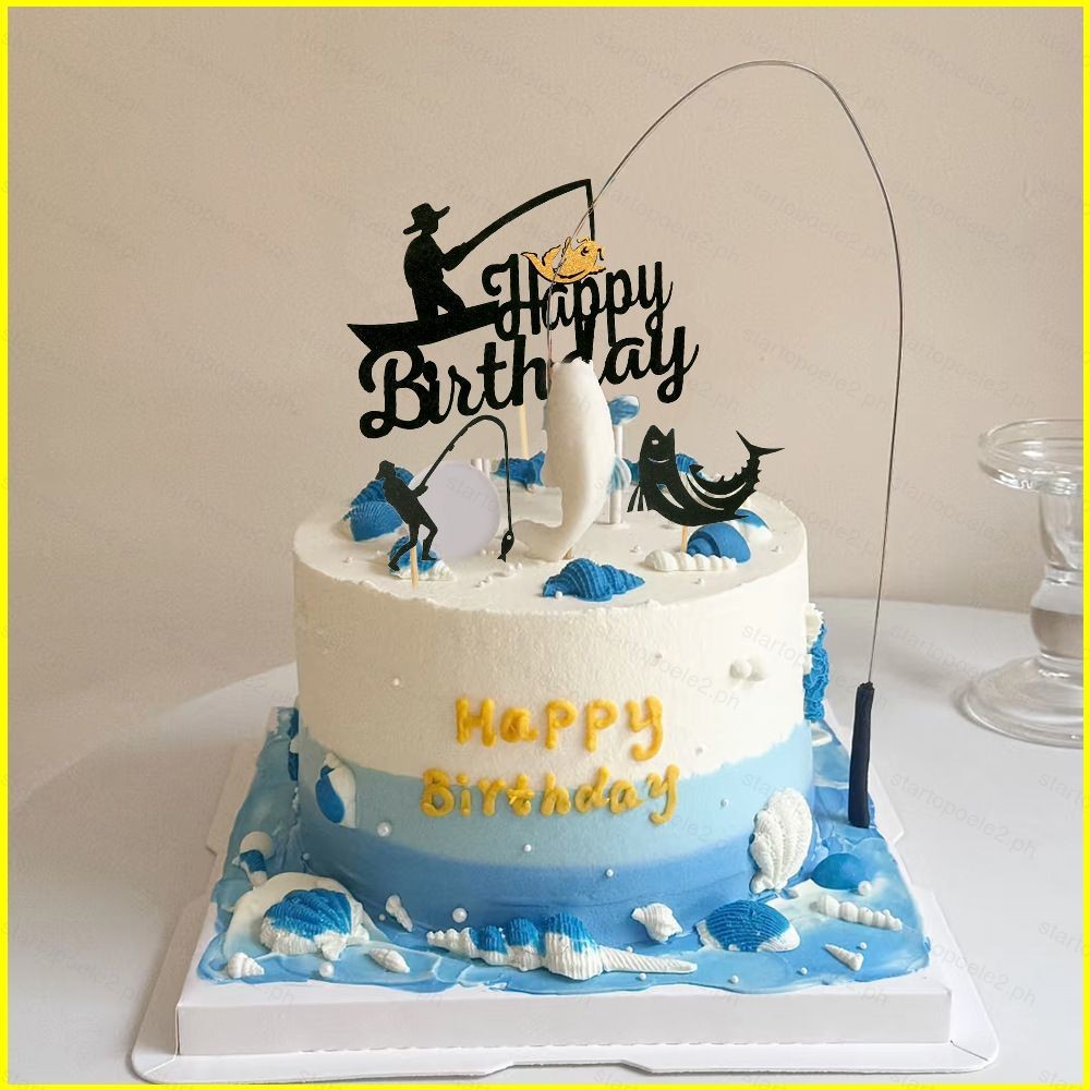 ST2 Fishing theme party Theme Party decoration backdrop Cake topper ...