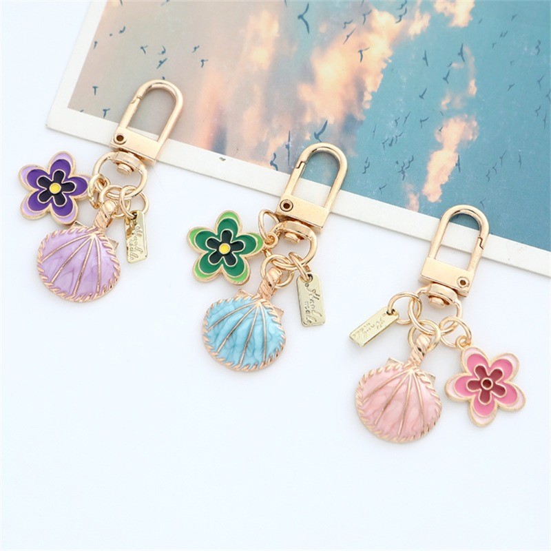 Fashion Shell Car Key Chain Colorfuly Drop Glue Small Flower Key Ring ...