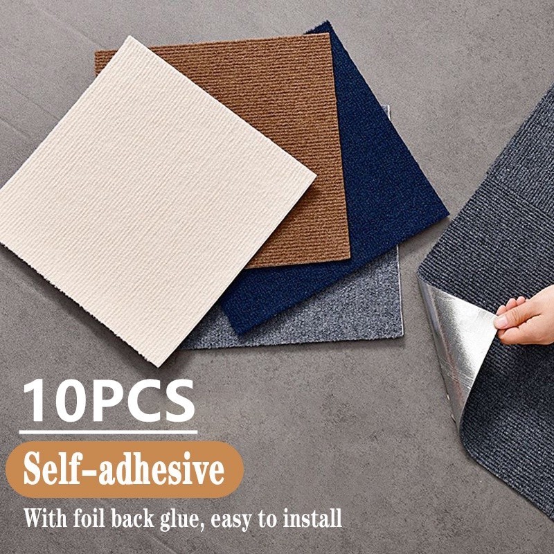 10PCS Carpet Floor Self-Adhesive Non-slip Carpet Sticker 30x30cm Square ...