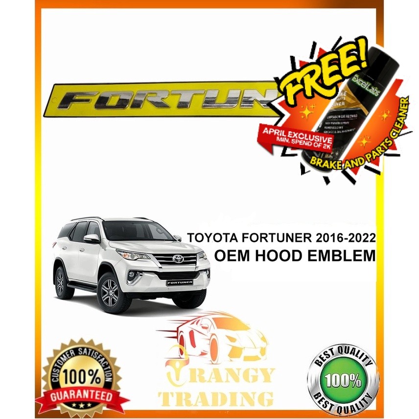 Toyota Fortuner 2016 to 2025 OEM Hood Emblem Chrome 2017 2018 2019 2020 ...