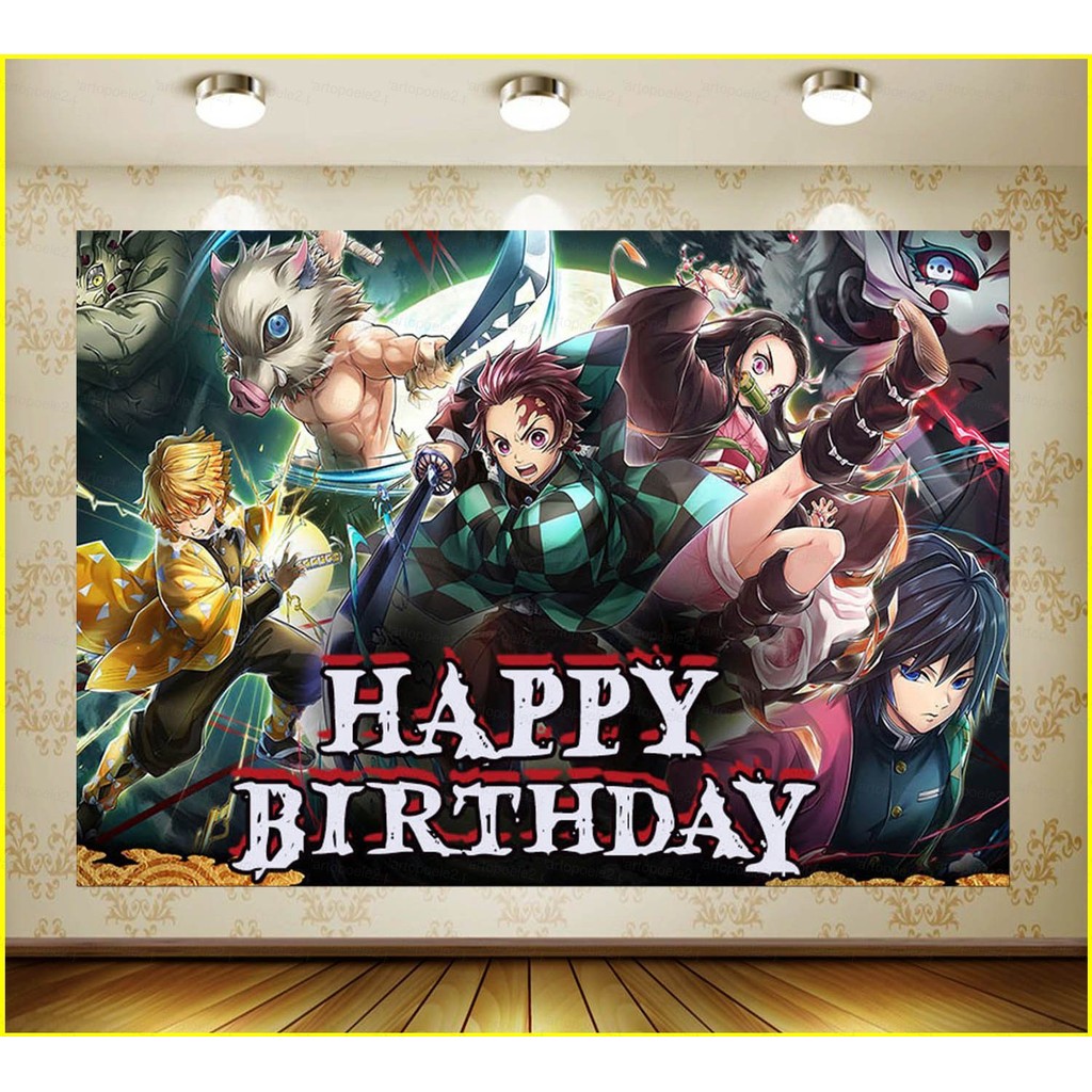 ST2 Demon Slayer Birthday theme backdrop banner party decoration photo ...
