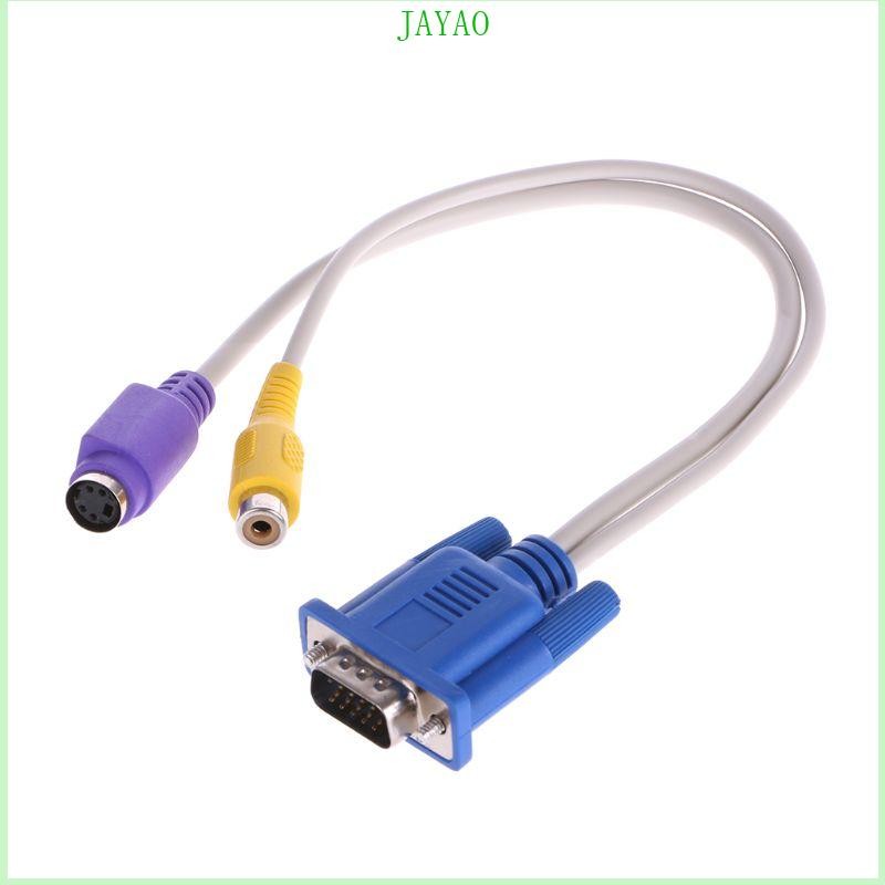 JAYAO VGA Male to TV S-Video RCA AV Converter Cable Adapter Composite ...