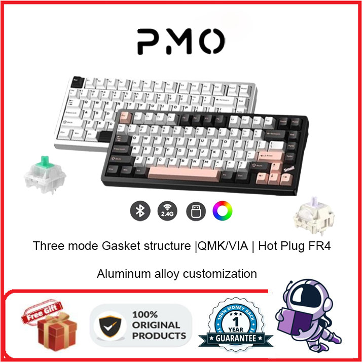 PMO WAVE75 aluminum alloy three mode customized mechanical RGBkeyboard ...