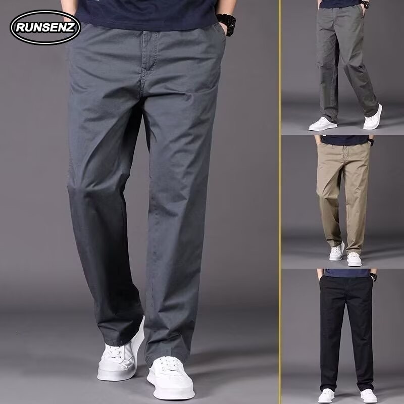 M-6XL Korean Simple Casual Pants Men Autumn Loose Work Straight Leg ...