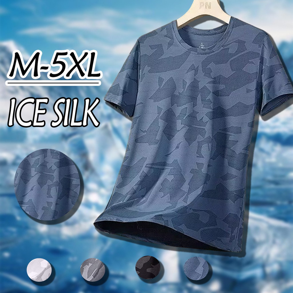 M-5XL Men's Ice Silk Camouflage Mesh Dri-Fit T-Shirt Cool Sportswear ...