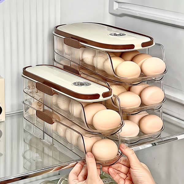 egg tray egg organizer Rolling egg storage box, side door fresh-keeping ...
