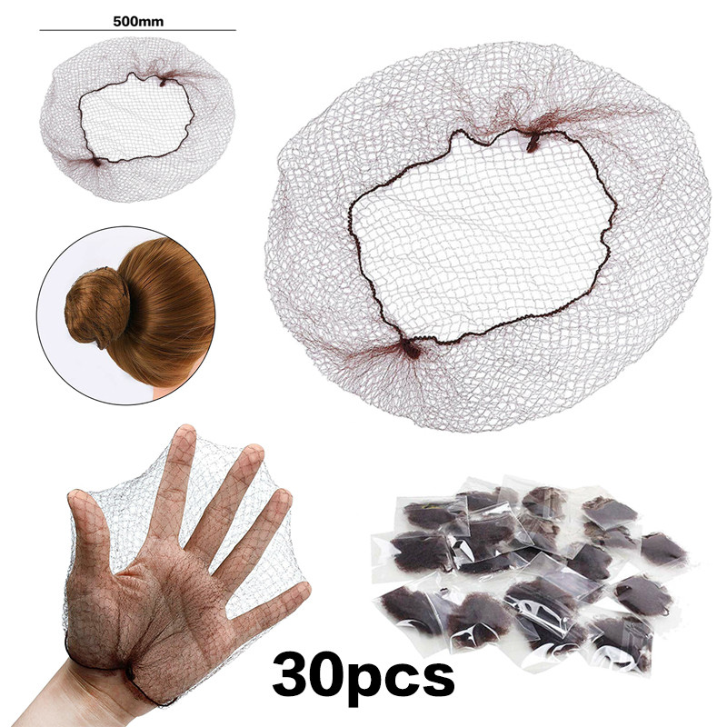 30pcs Invisible Mesh Hair Bun Net 50cm Elastic Edge Hairnets for Ballet ...