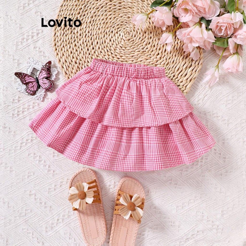 Lovito Children Casual Plaid Tiered Layer Skirt for Girl LNA94018 ...