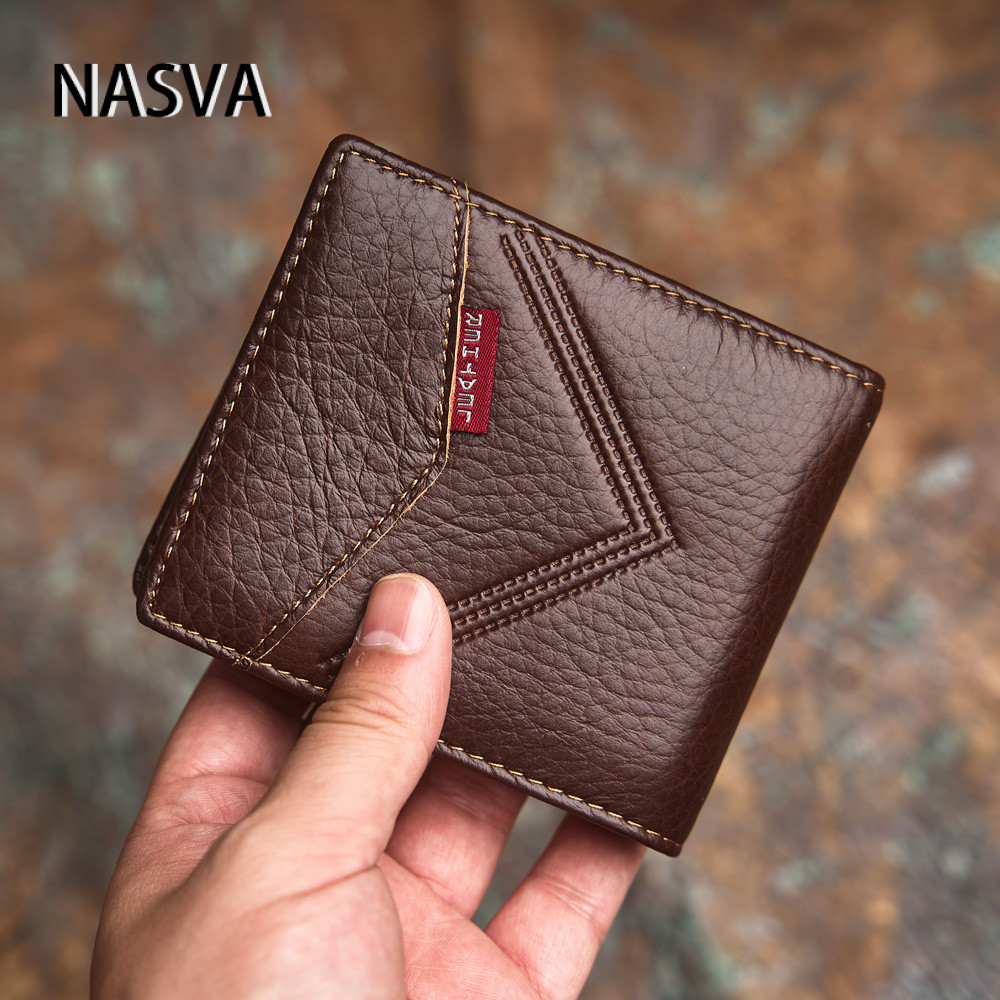 Nasva Genuine Leather Men's Wallet Retro Multi-Compartment Coin Purse ...
