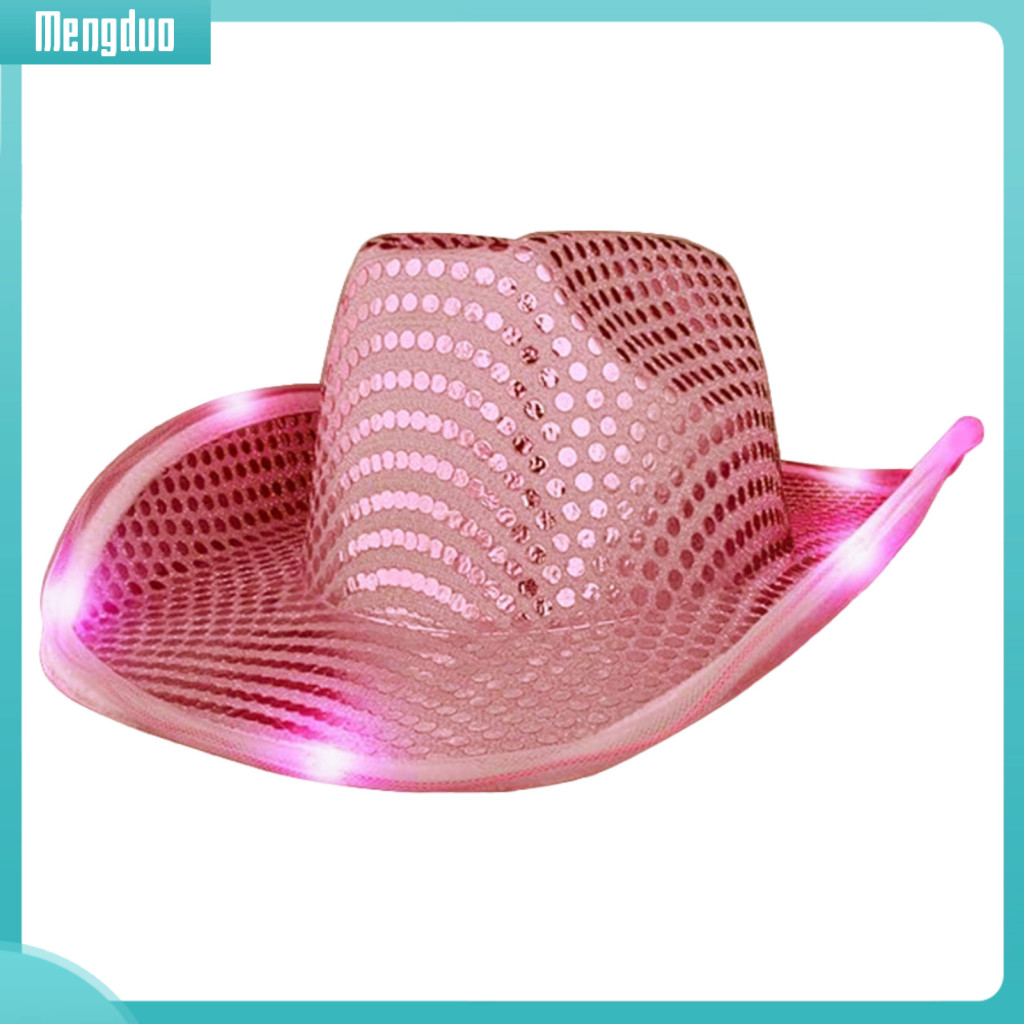 DUO| String Lights Hat Sequin Hat Led Light-up Cowboy Hat Retro Western ...