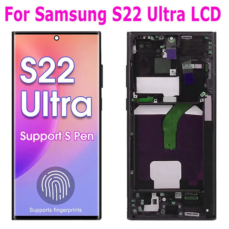 S22 Ultra Super AMOLED Screen for Samsung Galaxy S22 Ultra 5G S908B ...