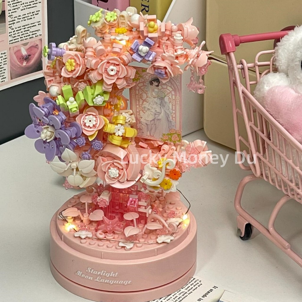 Building Blocks Preserved Fresh Flower Music Box Good-looking Handmade ...