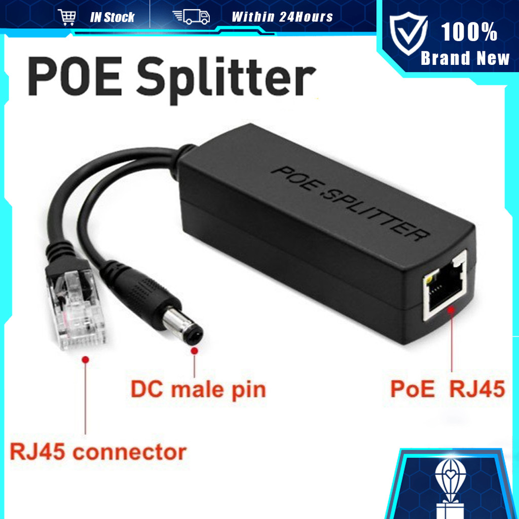 48V to 12V 2A Power Over Ethernet DC 10/100Mbps POE Connectors Adapter ...