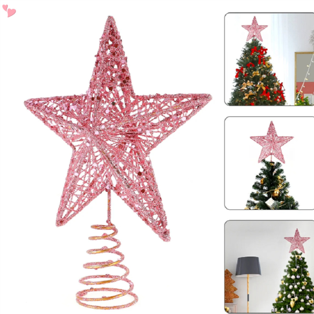 7.8 Inches Christmas Tree Star Topper Pink Xmas Tree Topper Star ...
