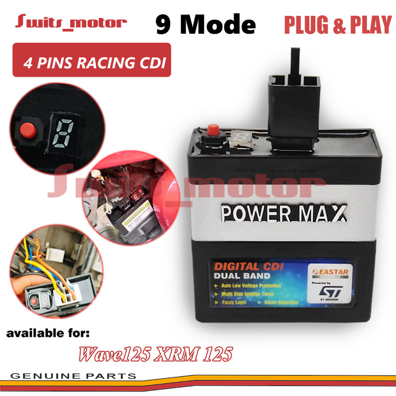 9 Mode Racing CDI 4 Pins for Wave125 XRM 125 Dual Band Digital CDI(plug ...
