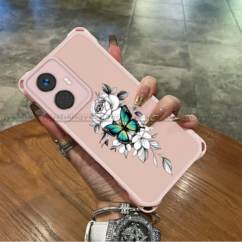 Case For VIVO Y77 Y77E phone case TPU Shockproof 2025 rose butterfly ...