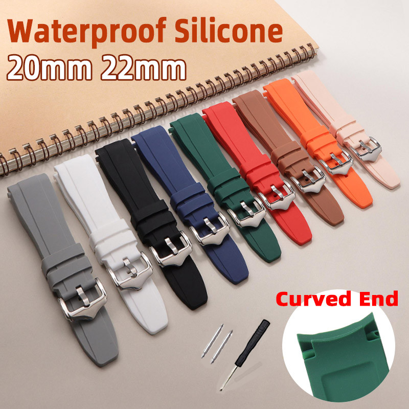 Universal Curved End Silicone Watch Strap for Seiko Diver Watch Band ...