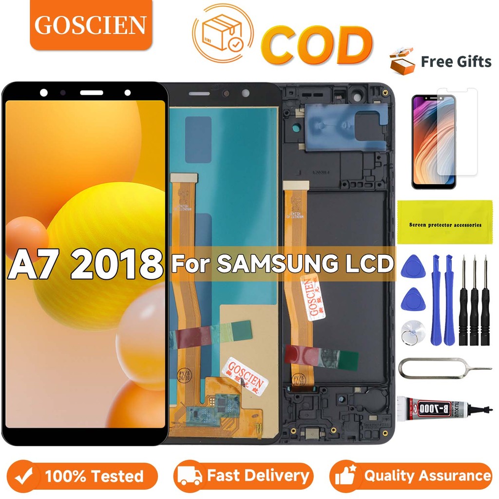 LCD For Samsung A7 2018 A750 A750F A750FN/DS Display Touch Screen Digitizer Assembly Replacement ...