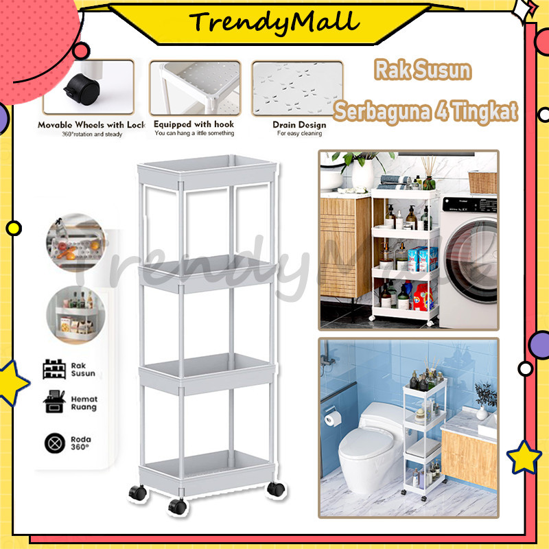 4 Tier Plastic Kitchen Square Stacking Shelf/Portable Plastic Bathroom ...