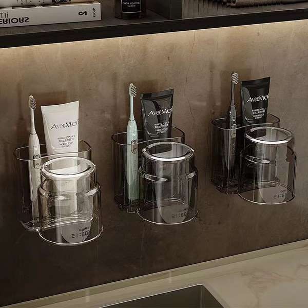 gamit sa cr storage rack Toothbrush Rack Non-perforated Mouthwash Cup ...