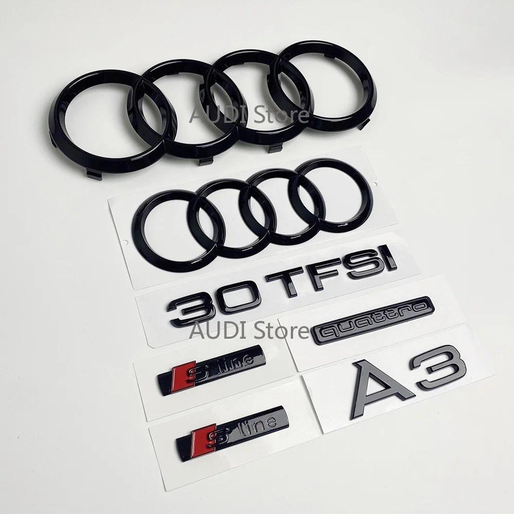 AUDI A3 4-Ring logo ABS Black Car Hood Front Bonnet Grill Rear Trunk ...
