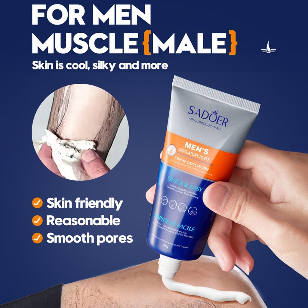 Depilatory Cream for Men Fast-Acting Long-Lasting Hair Remover Cream ...