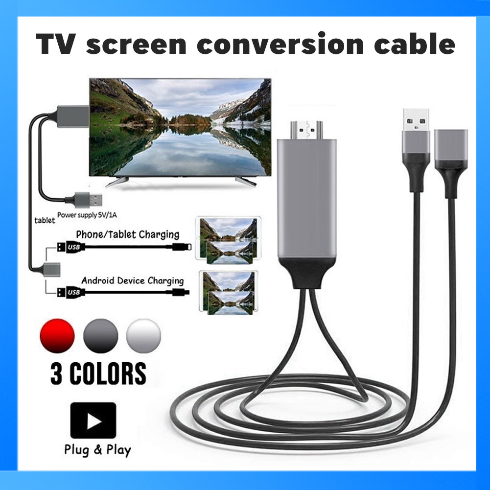 3 in 1 HDMI Patch wire Cable Phone to TV Android/Phone/Type-C for ...