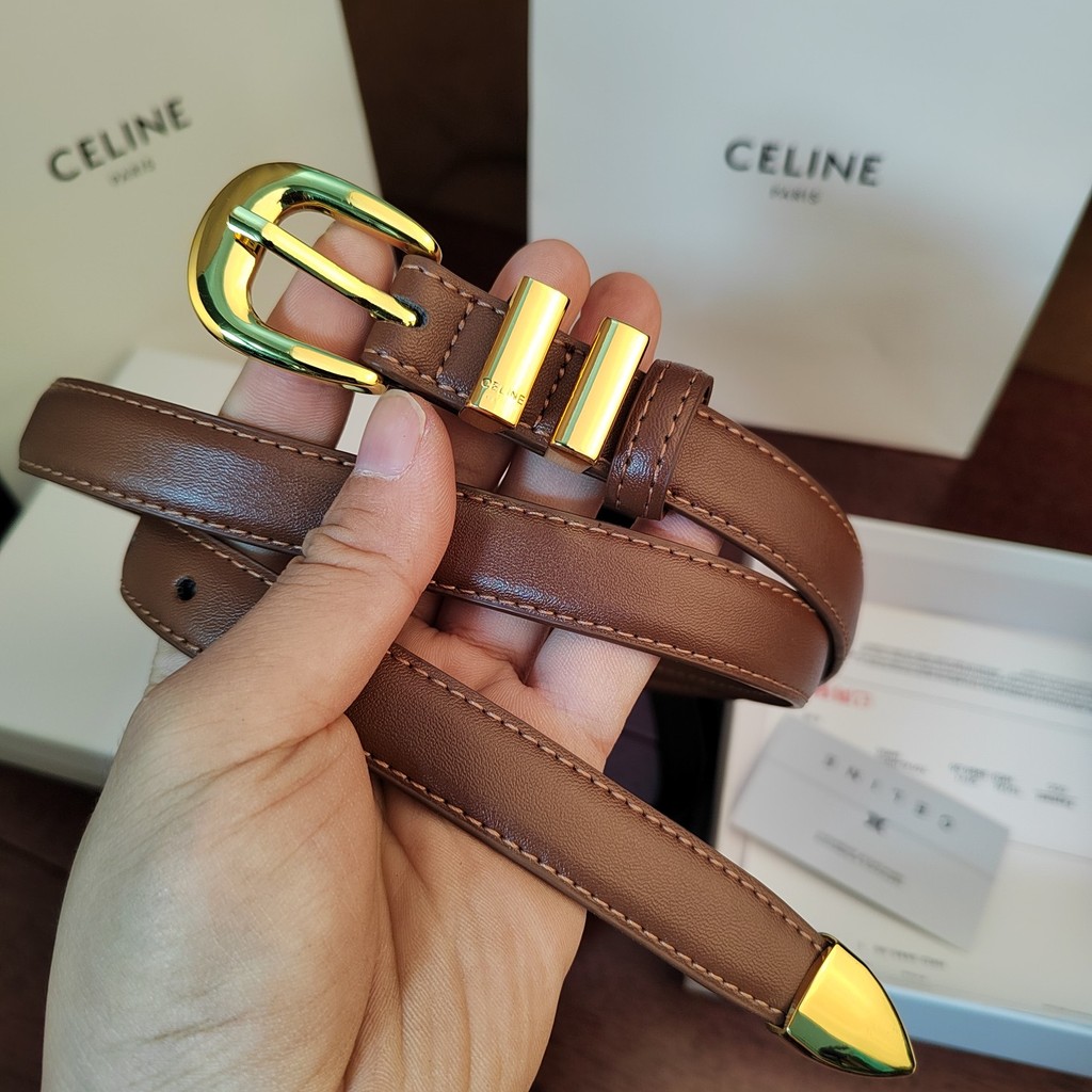 CELINE Thin Belt Genuine Leather Waist Strap Fashion Blogger Trend ...