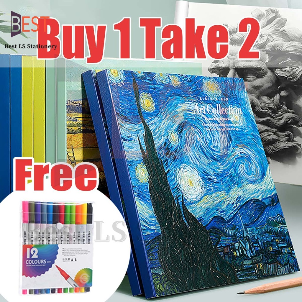 [BUY 1 TAKE 2] 20K Van Gogh Sketchbook+12 colors brush pen/pencil set ...