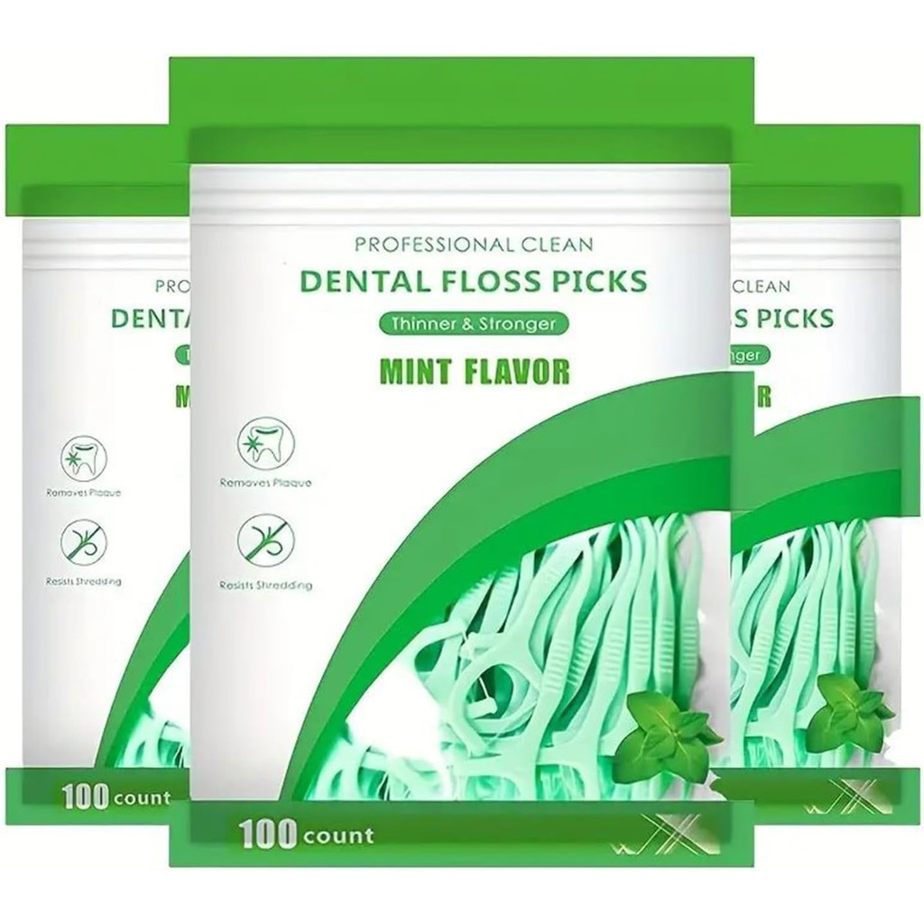 100 Count/Pack Mint Flavored Dental Floss Picks Original Gentle Clean ...